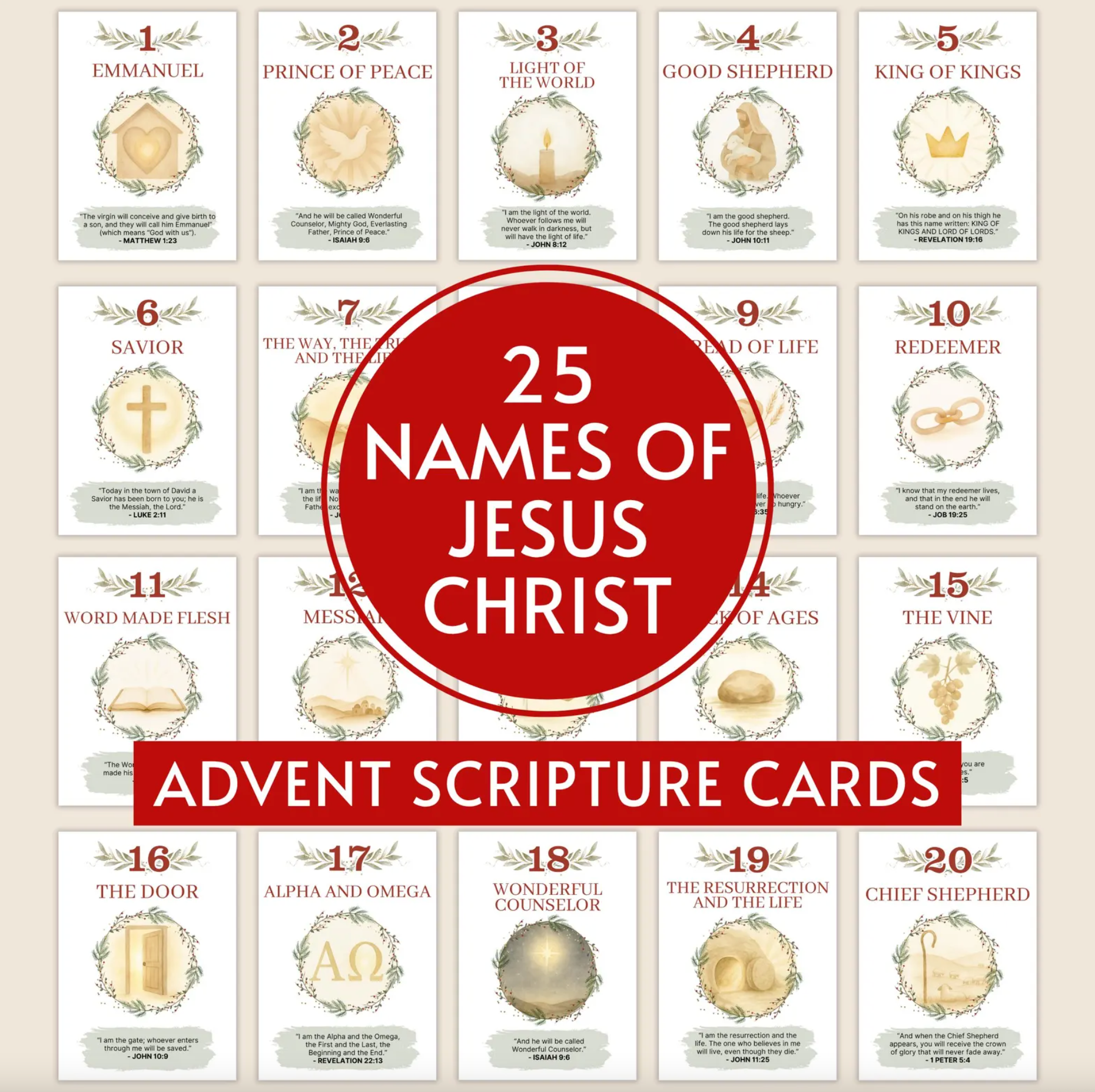 25 Names of Jesus Advent Calendar Cards – Rooted in Faith